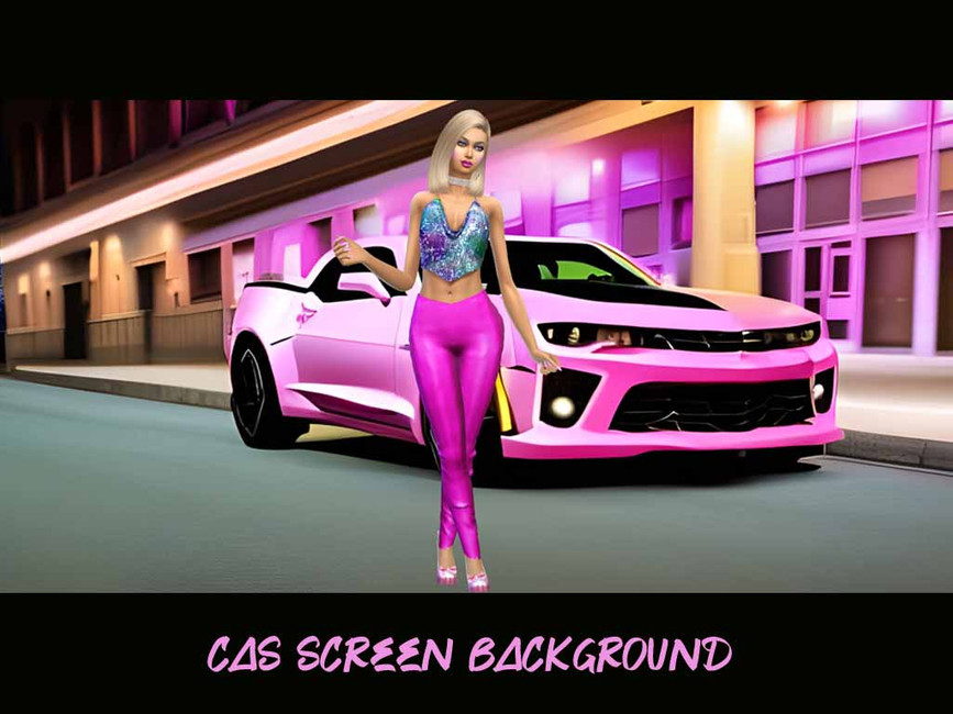 The Sims Resource - Pink Sports Car CAS Screen Background