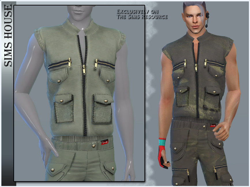 The Sims Resource - MEN'S VEST WITH POCKETS [Recolor]