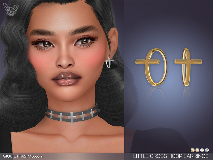 The Sims Resource - Little Cross Hoop Earrings