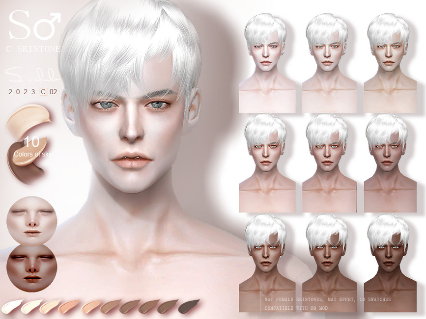 The Sims Resource - (Male) skinny colorful skin by S-CLUB 022023