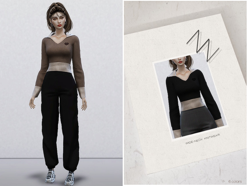 The Sims Resource - WIDE-NECK KNITWEAR