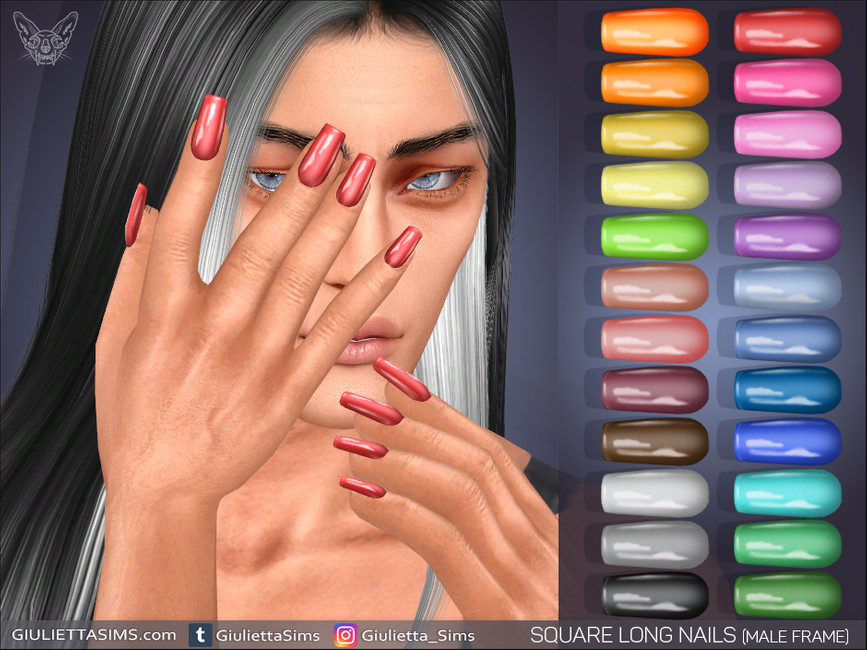 The Sims Resource - Square Long Nails For Male Body Frame