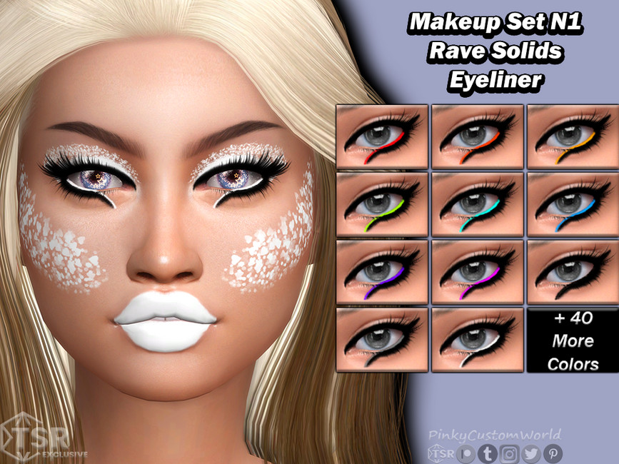 The Sims Resource - Makeup Set N1 - Rave Solids Eyeliner