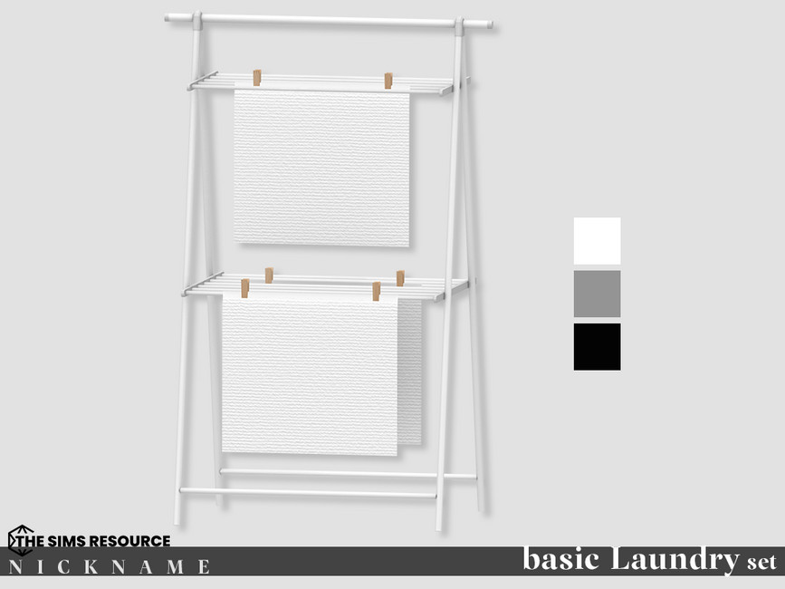 The Sims Resource - basic Laundry set_clothes drying rack full (obj)