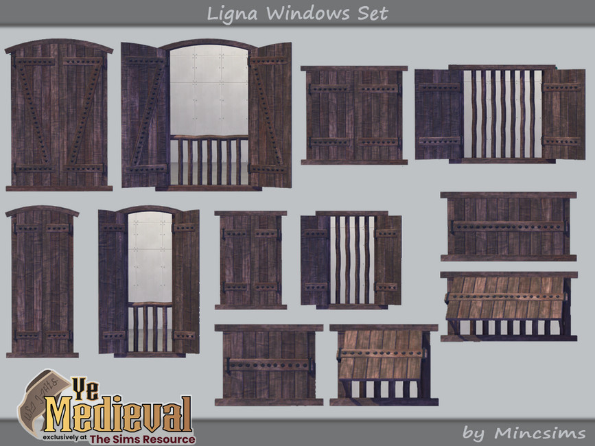 The Sims Resource - Ye Medieval - Ligna Windows Set