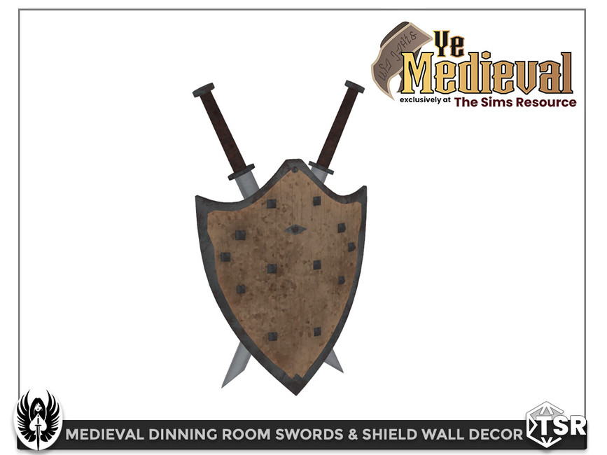 The Sims Resource - Medieval Dinning Room Swords & Shield Wall Decor