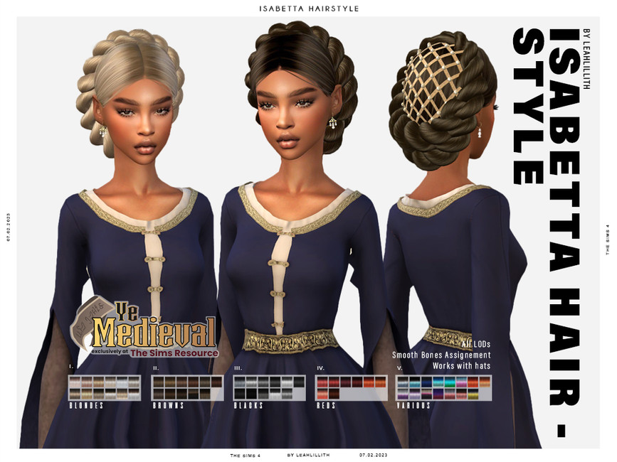 The Sims Resource - Ye Medieval Isabetta Hairstyle