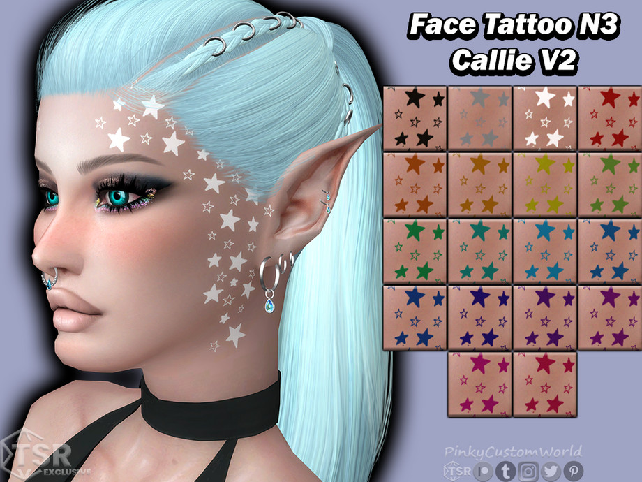 The Sims Resource | Face Tattoo N3 - Callie V2 (Tattoo)