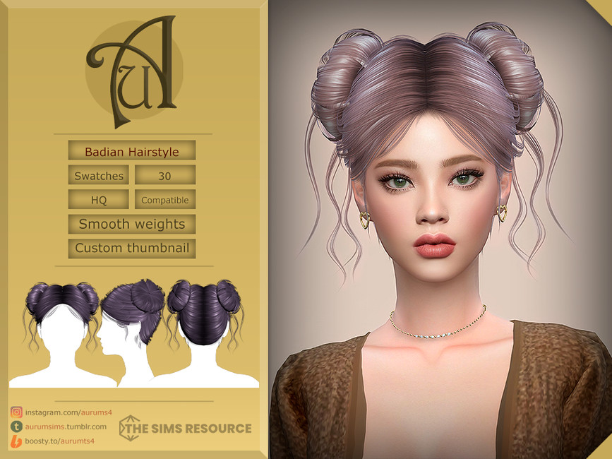 The Sims Resource - Badian - double bun female hairstyle