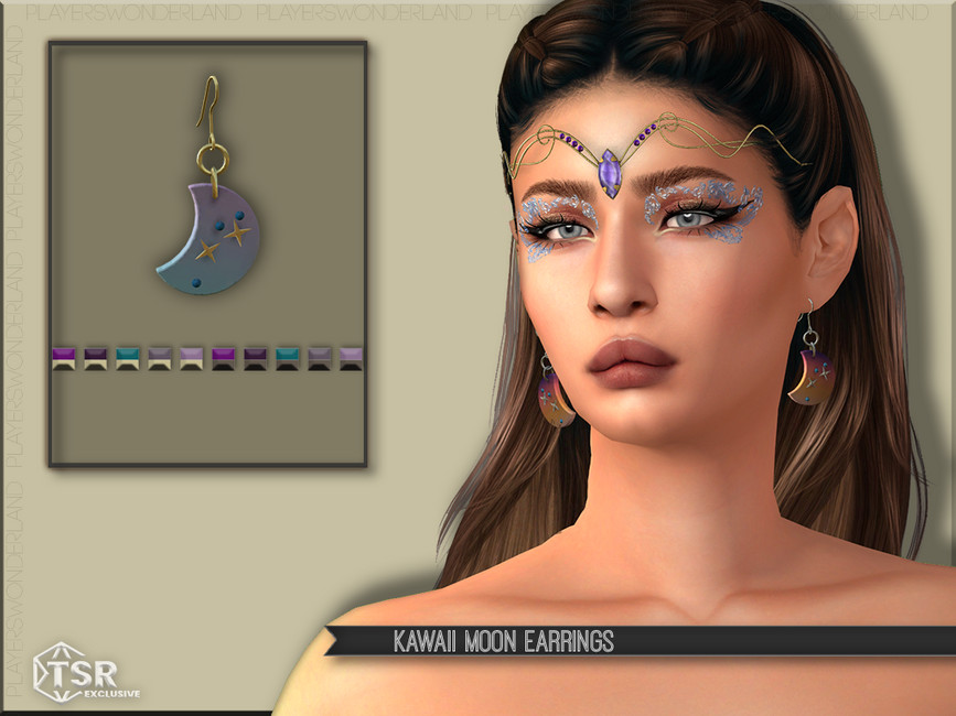 The Sims Resource - Kawaii Moon Earrings