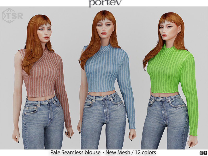 The Sims Resource - Pale Seamless blouse