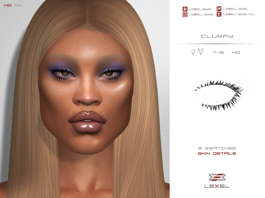 The Sims Resource - Clumpy 3D eyelashes (Skin Details)