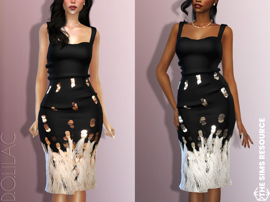 The Sims Resource - Sequin Feather Dress DO761