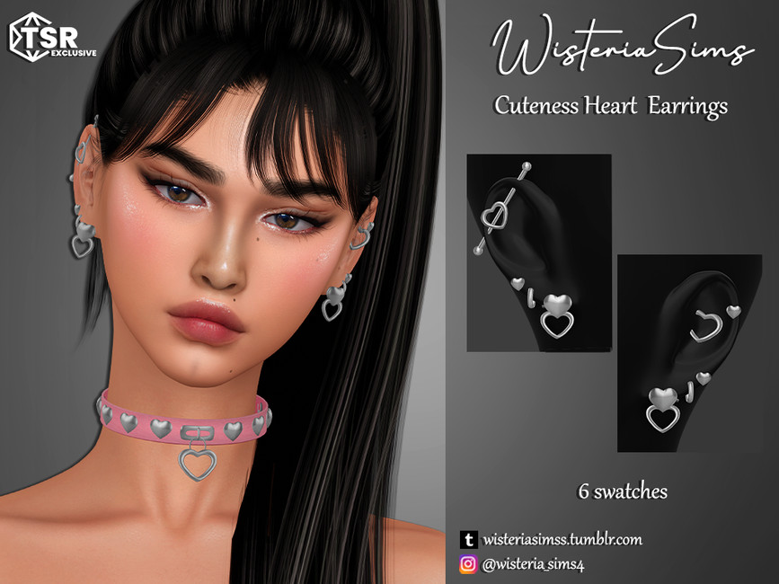 The Sims Resource - Cuteness Heart Earrings