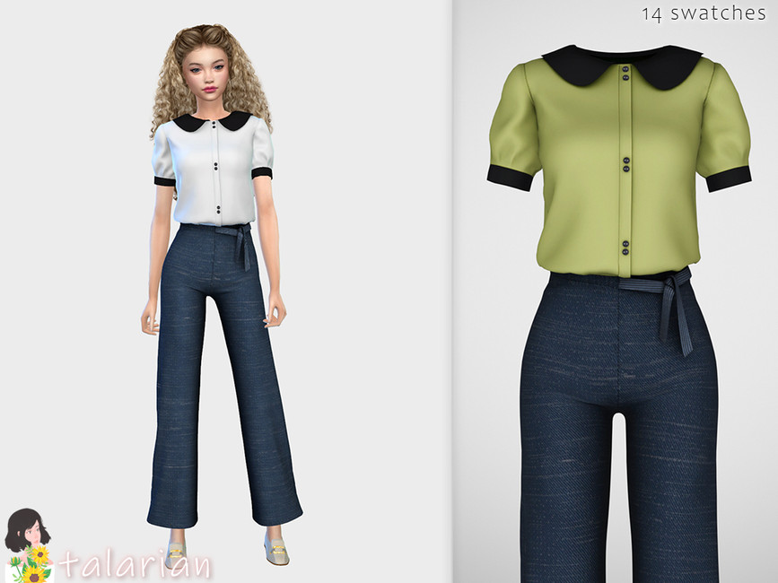 The Sims Resource - Juliette Outfit Blouse And Pants