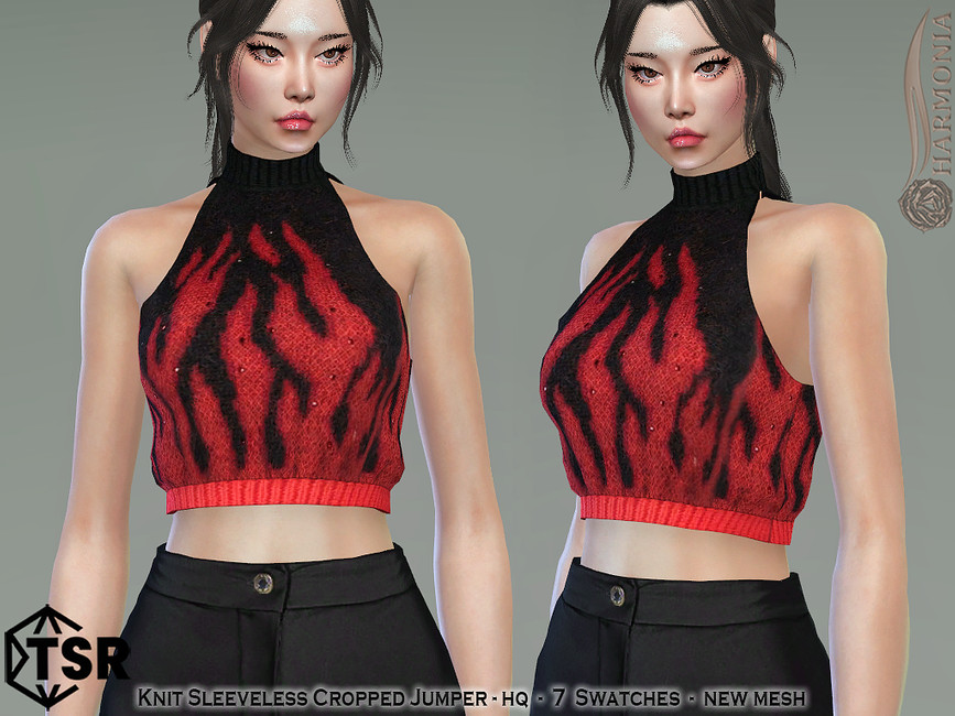 The Sims Resource - Knit Sleeveless Cropped Jumper