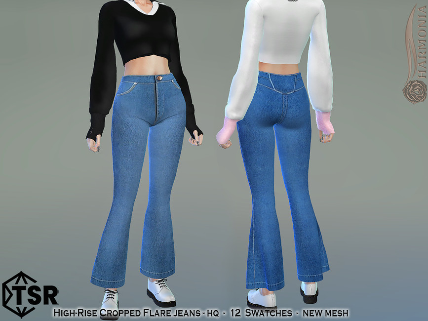 The Sims Resource - High-Rise Cropped Flare Jeans
