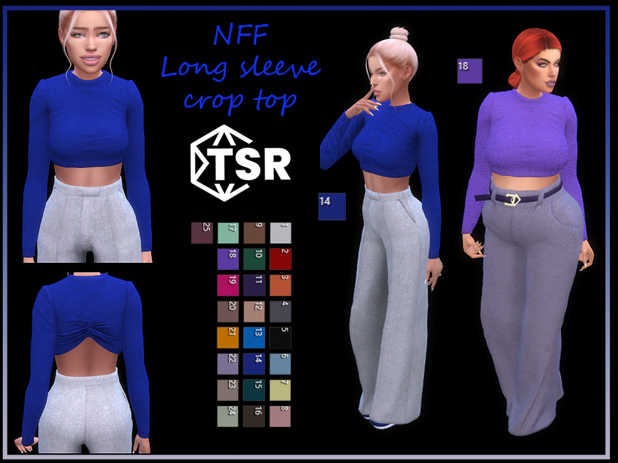 The Sims Resource - Long sleeve crop top