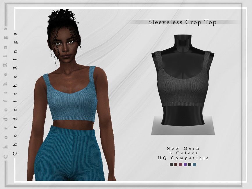 The Sims Resource - Sleeveless Crop Top T-373