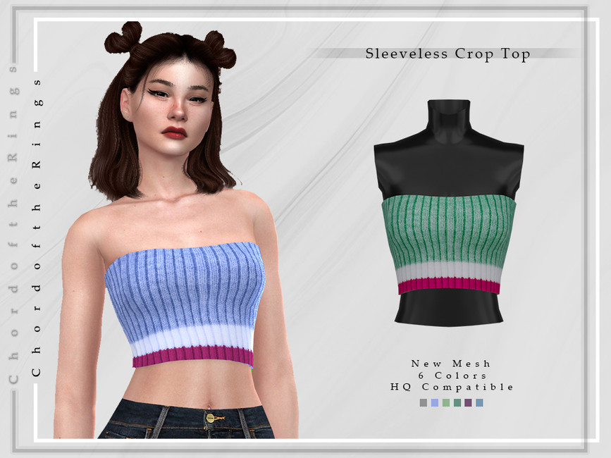 The Sims Resource - Sleeveless Crop Top T-377