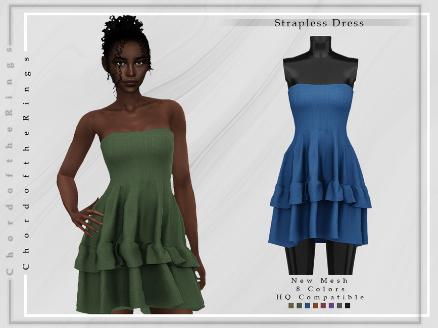 The Sims Resource - Strapless Dress D-205