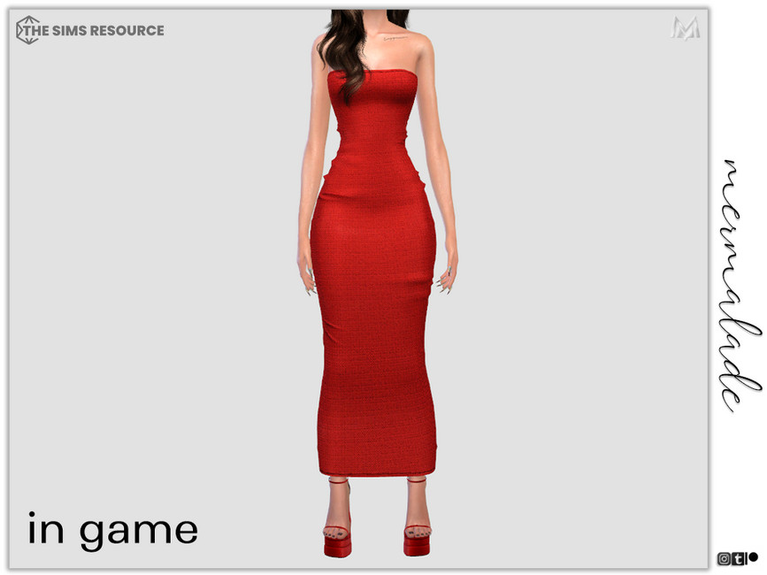 The Sims Resource - Midi Strapless Dress MC444