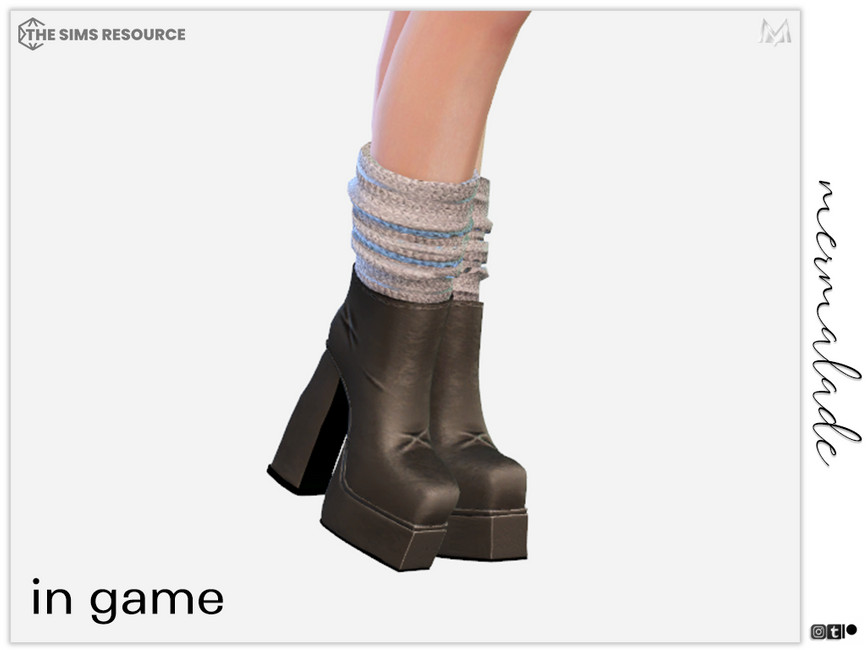 The Sims Resource - Sock Detailed Platform Heeled Boots S123