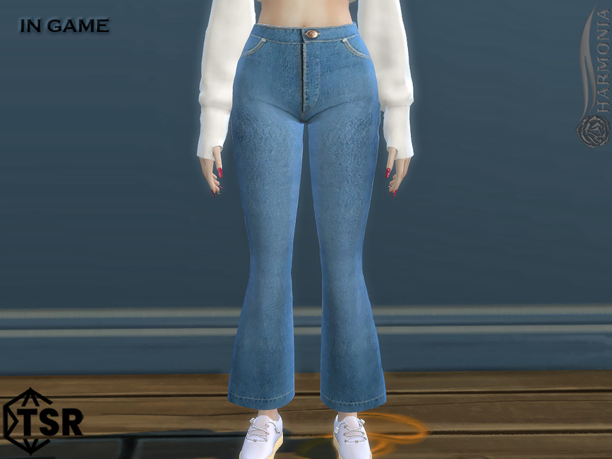 The Sims Resource - High-Rise Cropped Flare Jeans