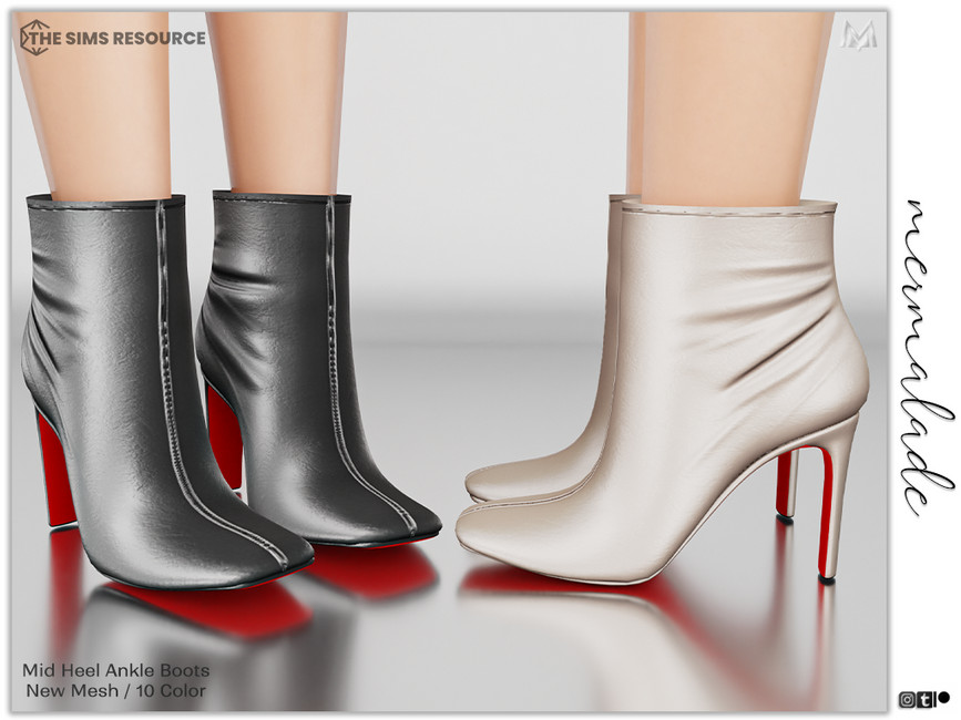 The Sims Resource - Mid Heel Ankle Boots S130