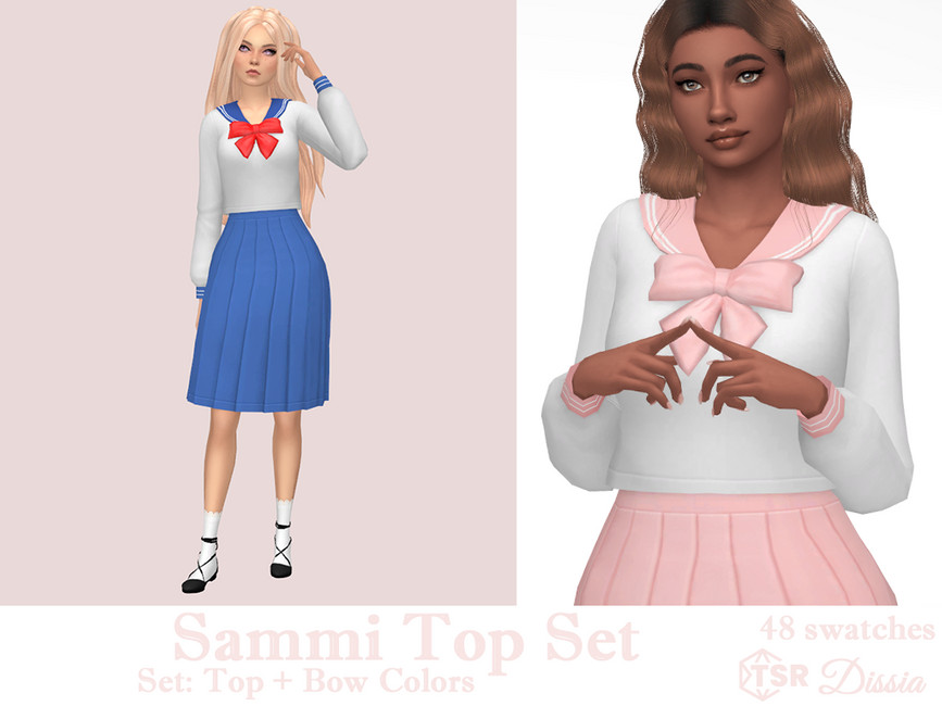 The Sims Resource - Sammi Top Set (Top and Accesory Bow Colors)