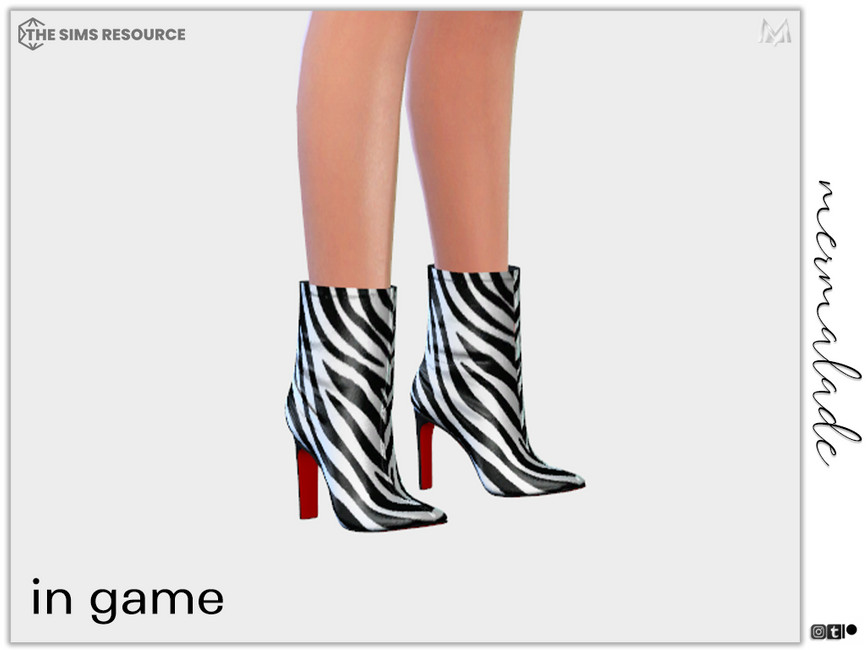 The Sims Resource - Zebra Print Heeled Boots S131