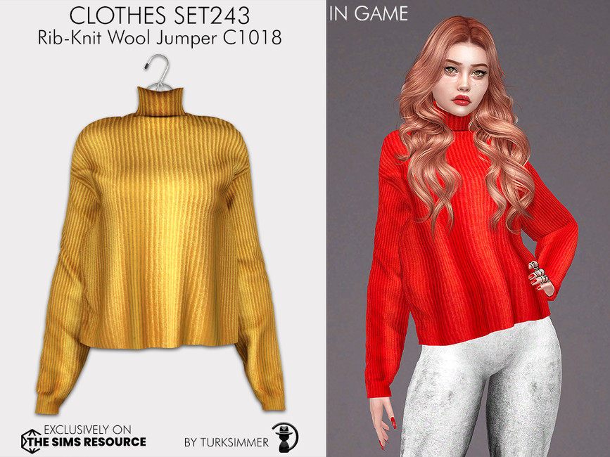 The Sims Resource - Clothes SET243 - Rib-Knit Wool Jumper C1018