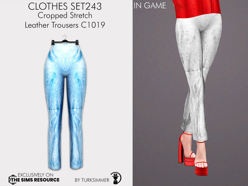 The Sims Resource - Clothes SET243 - Cropped Stretch Leather Trousers C1019