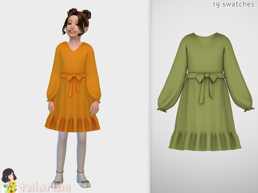 The Sims Resource - Molly Dress with a belt and ruffles
