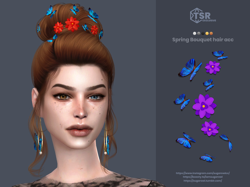 The Sims Resource - Spring Bouquet hair acc