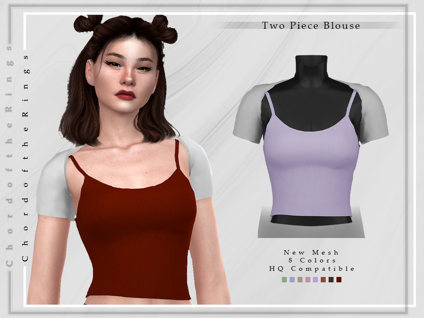 The Sims Resource - Two Piece Blouse T-387
