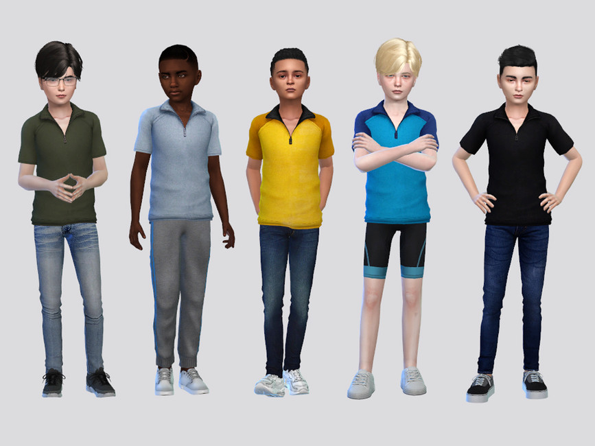 The Sims Resource - Zippered Compression Polo Boys