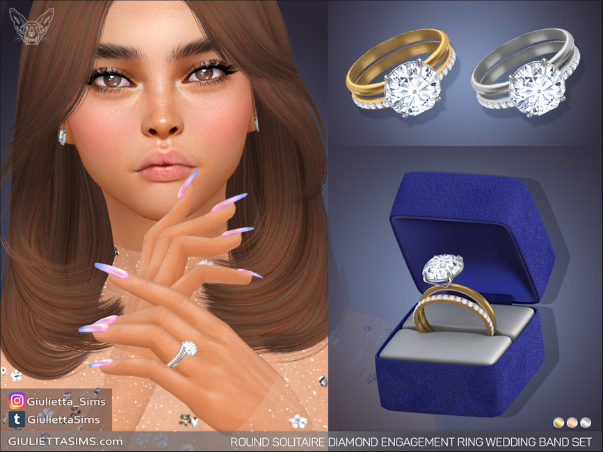 The Sims Resource - Round Solitaire Diamond Engagement Ring Wedding ...