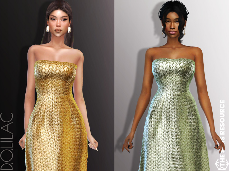 The Sims Resource - Strapless Metallic Gown DO799