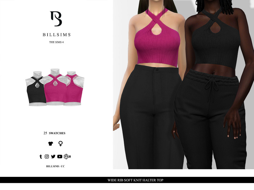 The Sims Resource - Wide Rib Soft Knit Halter Top