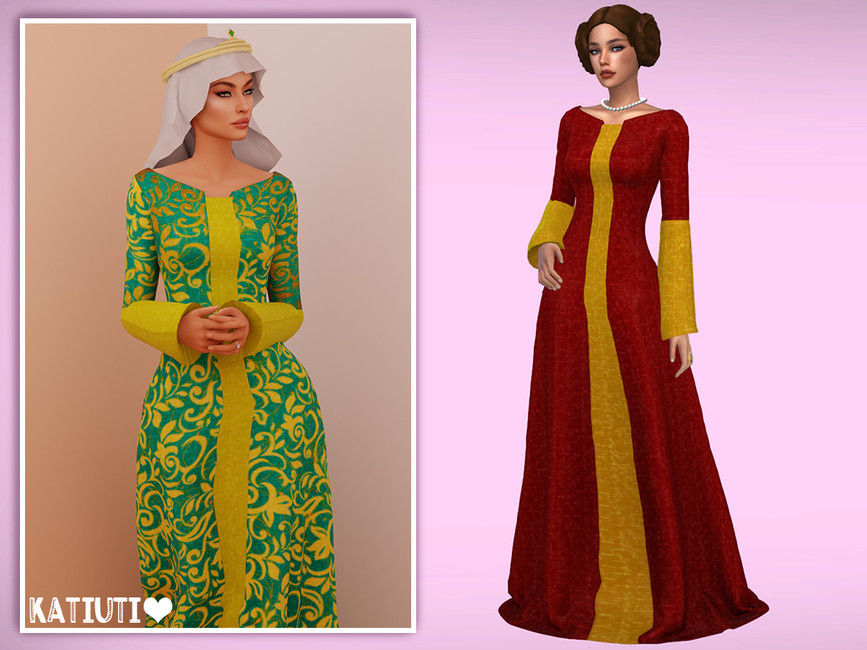 The Sims Resource - Medieval Gown with bell sleeves