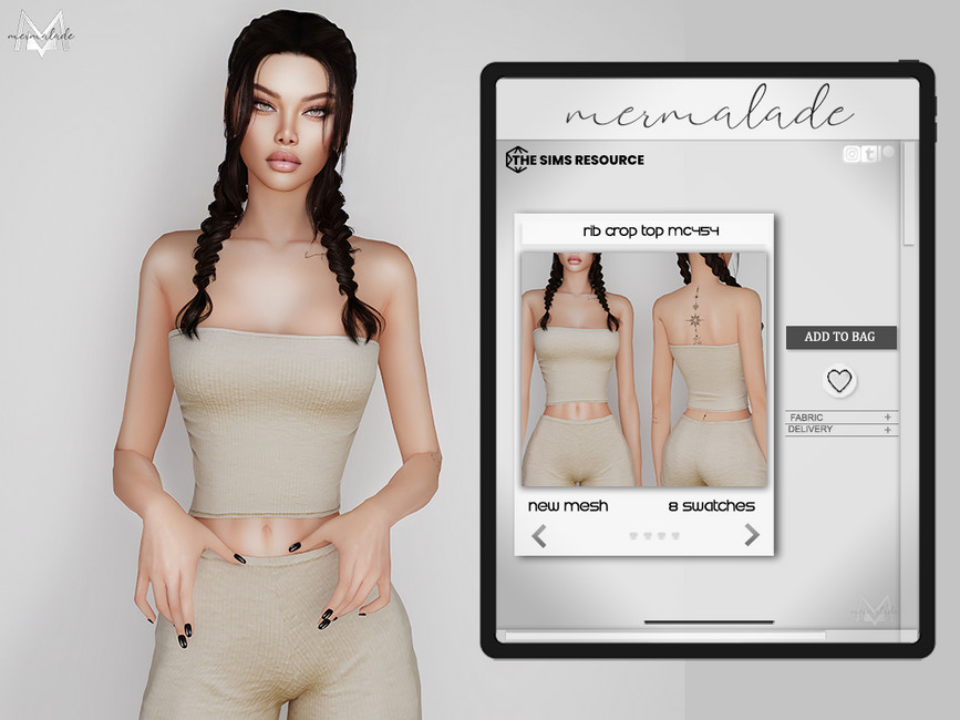 The Sims Resource - Rib Crop Top MC454