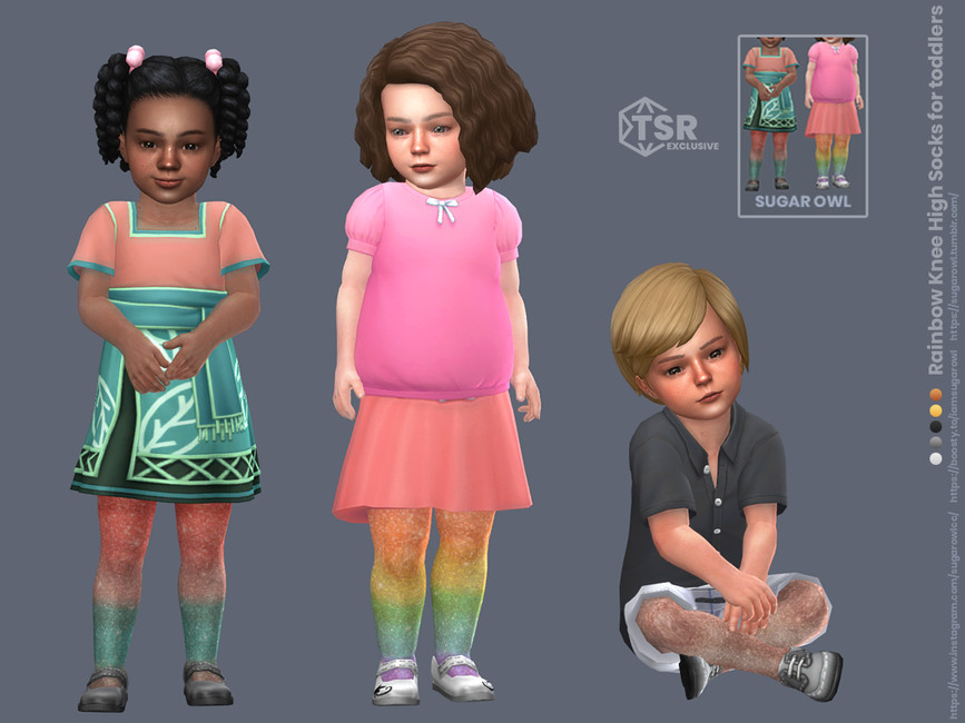 The Sims Resource - Rainbow knee high socks for toddlers