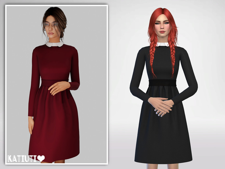 The Sims Resource - White Collar Dress