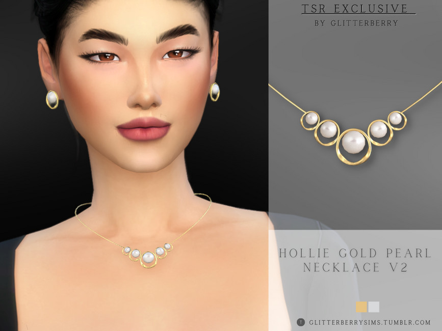 The Sims Resource - Hollie Gold Pearl Necklace v2
