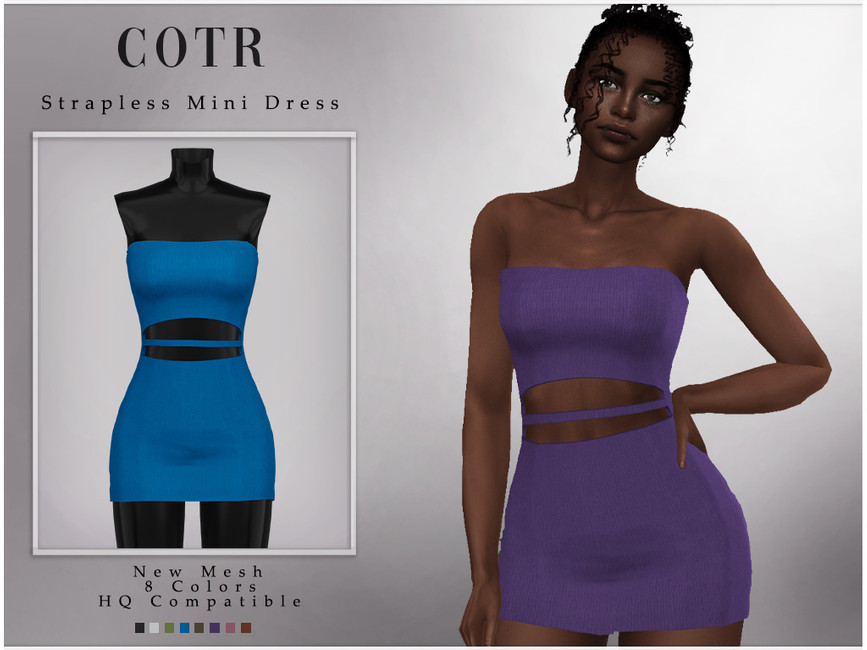 The Sims Resource - Strapless Mini Dress D-215