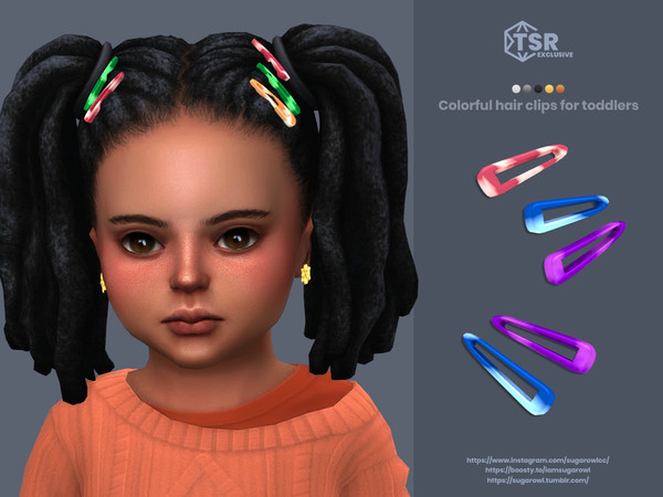 The Sims Resource | Colorful hair clips for toddlers