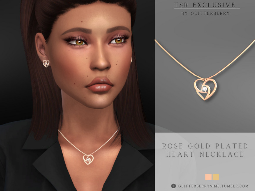 The Sims Resource - Rose Gold Plated Heart Necklace