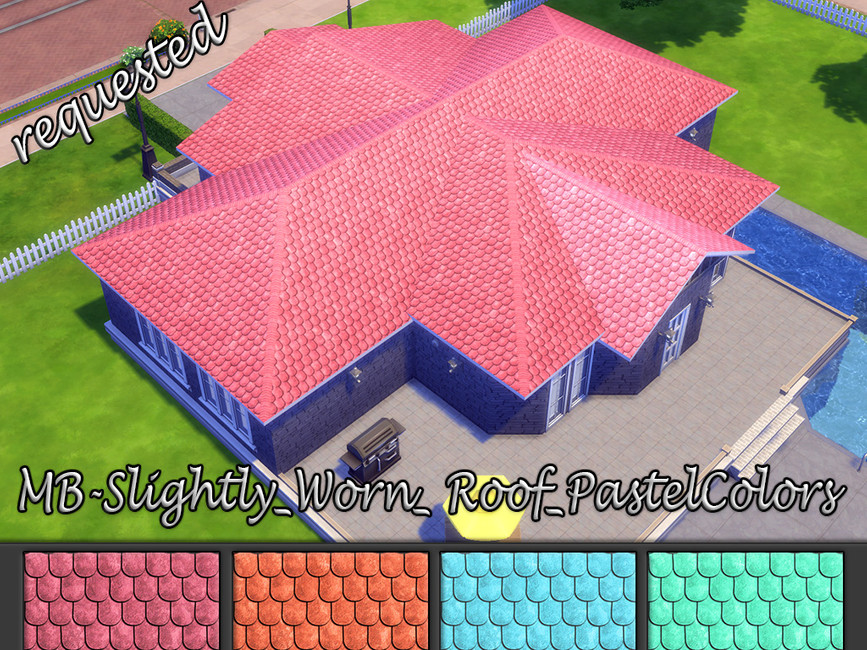 The Sims Resource - Slightly Worn Roof Pastel Colors