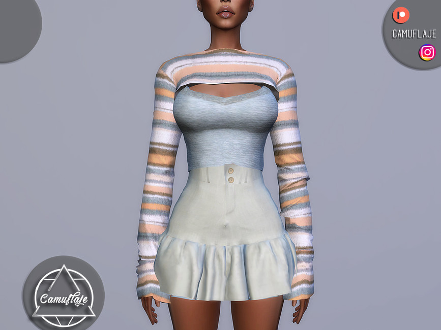 The Sims Resource - SET 264 - Colorful Sweater & Top